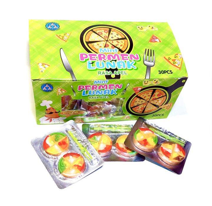 QeQe Mint Permen Lunak Bentuk Pizza ( 1 box isi 30 pcs x 10g ) | Lazada ...