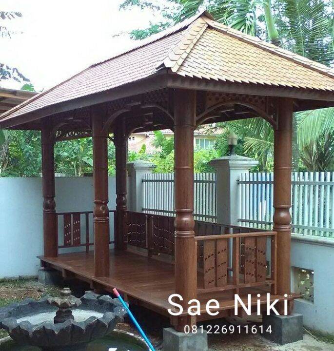 gasebo kelapa 1,5 x 4 m, kayu pilihan, custom design, atap sirap ulin ...