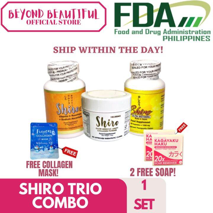 SHIRO TRIO COMBO COLLAGEN POWDER FREE KAGAYAKU SOAP AND COLLAGEN MASK ...