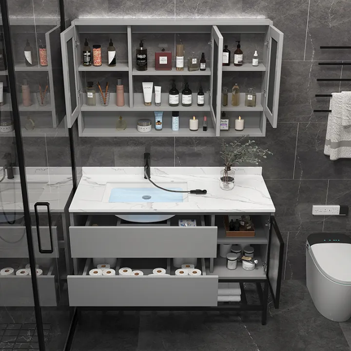Light Luxury Bathroom Cabinet Combination Modern Minimalist Rock Plate ...