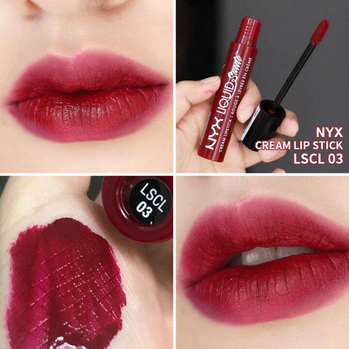 อเมริกา Nyx Liquid Suede กำมะหยี่เคลือบลิปกลอสเคลือบผิวด้านลิปสติกสีแดง ...