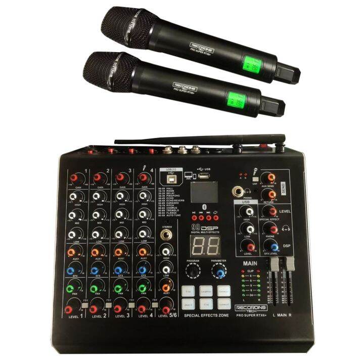 Recording Tech PRO-SUPER RTX6 PLUS - Mixing Console with Wireless Mic ...