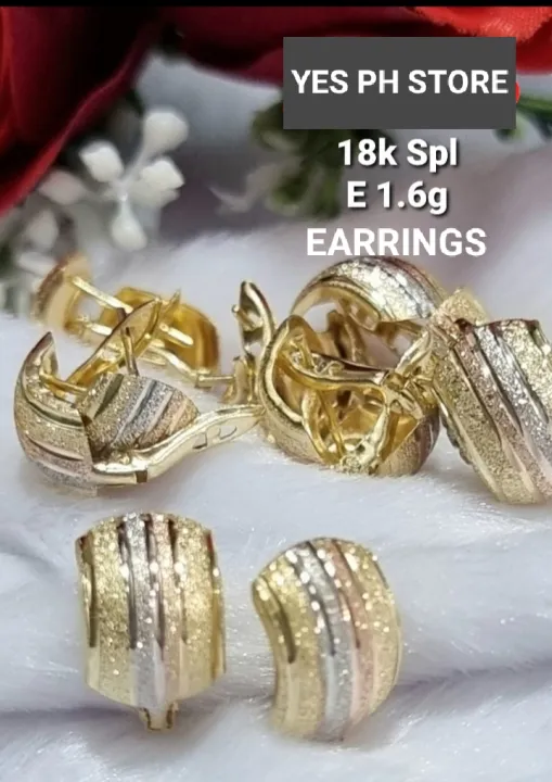 YES PH Legit TUNAY NA GINTO 18K SAUDI GOLD EARRINGS (1.6grams) 100 ...
