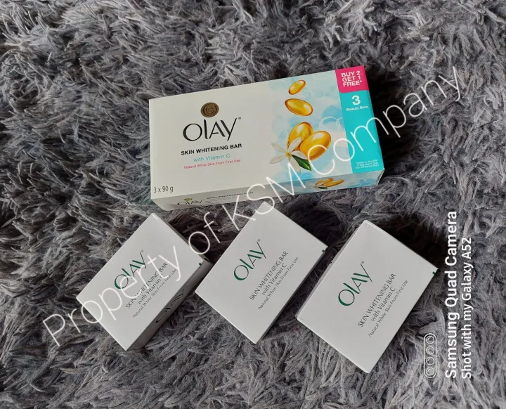 ORIGINAL OLAY SKIN WHITENING BAR SOAP w/ VITAMIN C, (90g Per Bar Soap/ or 90gx3 Bar Soaps Per ...