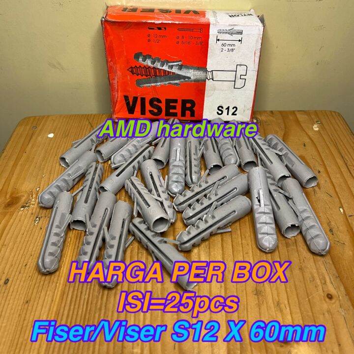 FISER VISER S6 S8 S10 S12 Penahan Baut Sekrup Piser 6 8 10 12 mm skrup Anchor Bolt Angkur Nylon ...