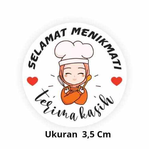 100 pcs stiker selamat menikmati | stiker 3,5 X3,5 cm bulat stiker ...