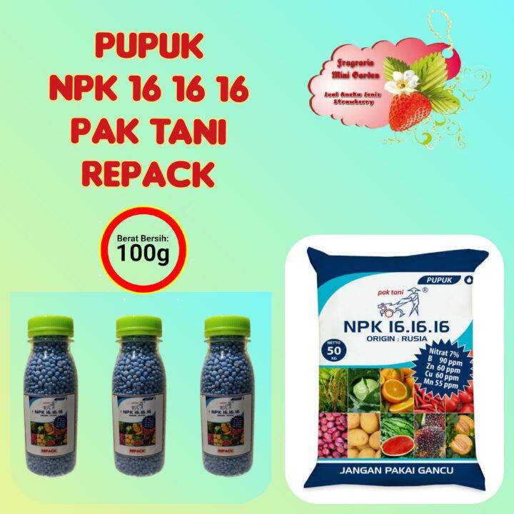 Pupuk NPK 16 16 16 Pak Tani Repack 100 gram | Lazada Indonesia