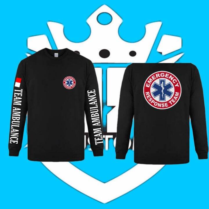 Baju Tangan Panjang Kaos Pria/Wanita Tulisan Logo Relawan Ambulance ...