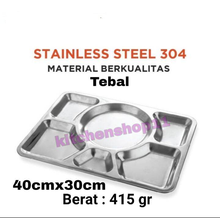 piring nampan sekat 40cm x 30cm stainless / piring makan rumah sakit ...