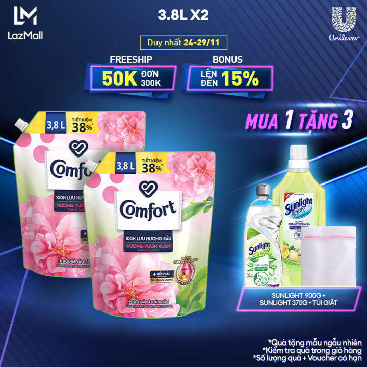 Combo 2 Túi Nước Xả Vải Comfort Đậm Đặc 100H Lưu Hương Sâu Hương Vườn Xuân 3.8L | Lazada.vn