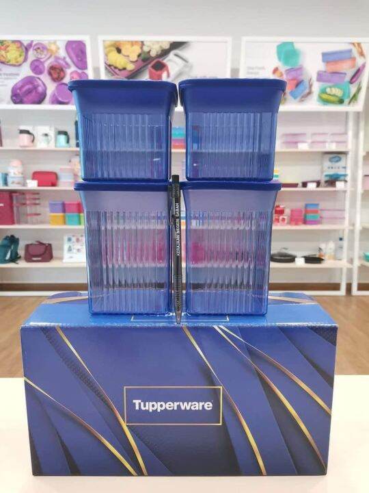 Tupperware Elegant Square Set (4) with Gift Box/ Tupperware Snack It ...