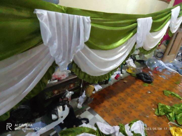 paket 10 mter rumbai tenda warna ijo lumut kombinasi putih | Lazada ...