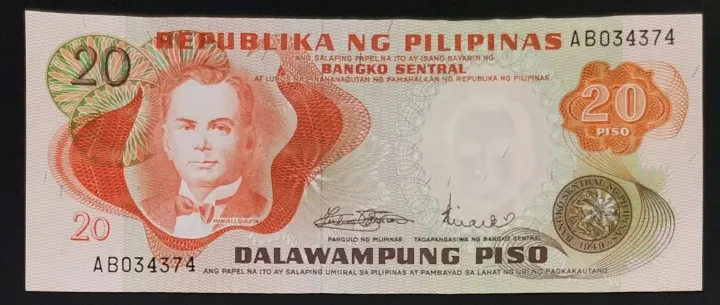 Philippines banknote, 20 Piso 1970 | Lazada