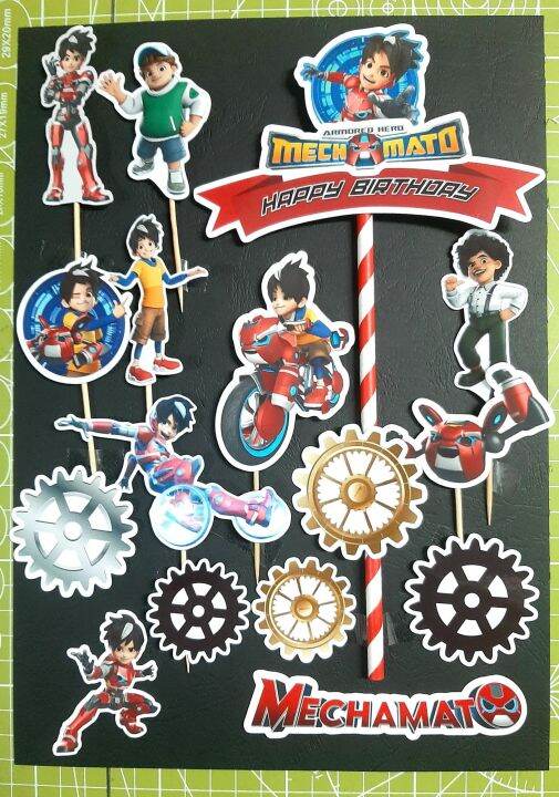MECHAMATO D02 Custom Cake Topper Happy Birthday Laminated Material ...