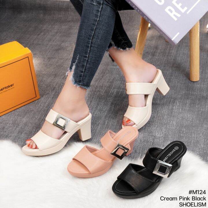สวย เปะ ปัง M124 รองเท้าส้นสูง พื้นหนานุ่ม รับน้ำหนักได้ดี หนังนิ่ม ...