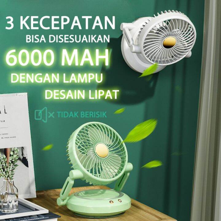 4 in 1 Kipas Angin Senyap Multifungsi 6000mAh 3 Kecepatan Kipas USB ...