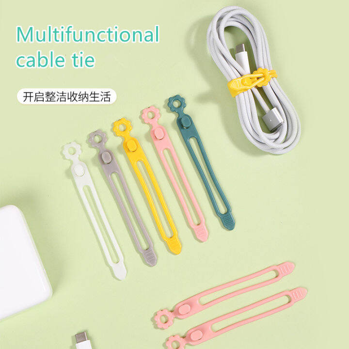 5pcs Silicone Flexible Cable Ties Multi-purpose Desktop Cable Winder ...