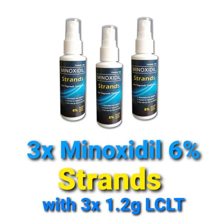 Original Strands Minoxidil 6% Pack of 3 + LCLT Free 3x 1.2g Booster ...