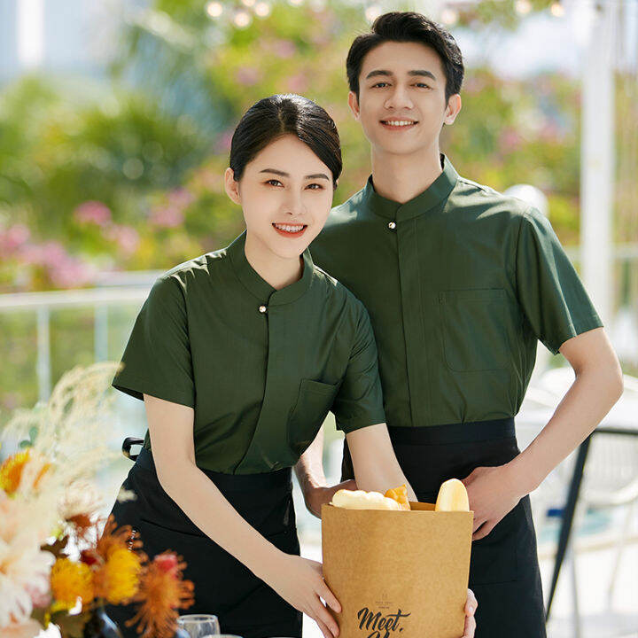 Milk Tea Coffee Shop Waiter Workwear Short-Sleeved Restaurant ...