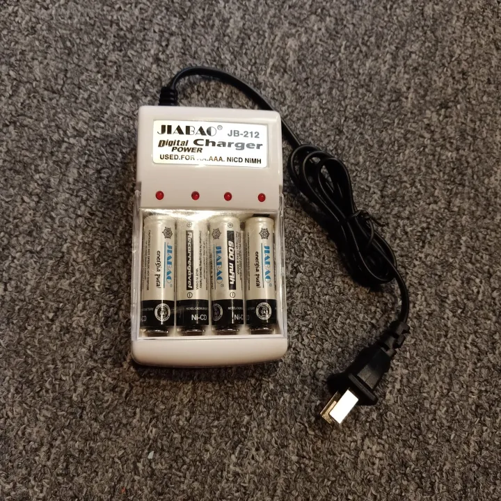 Jiabao JB-212 Charger with 4 pcs 2A/3A Rechargeable AA/AAA Batteries ...