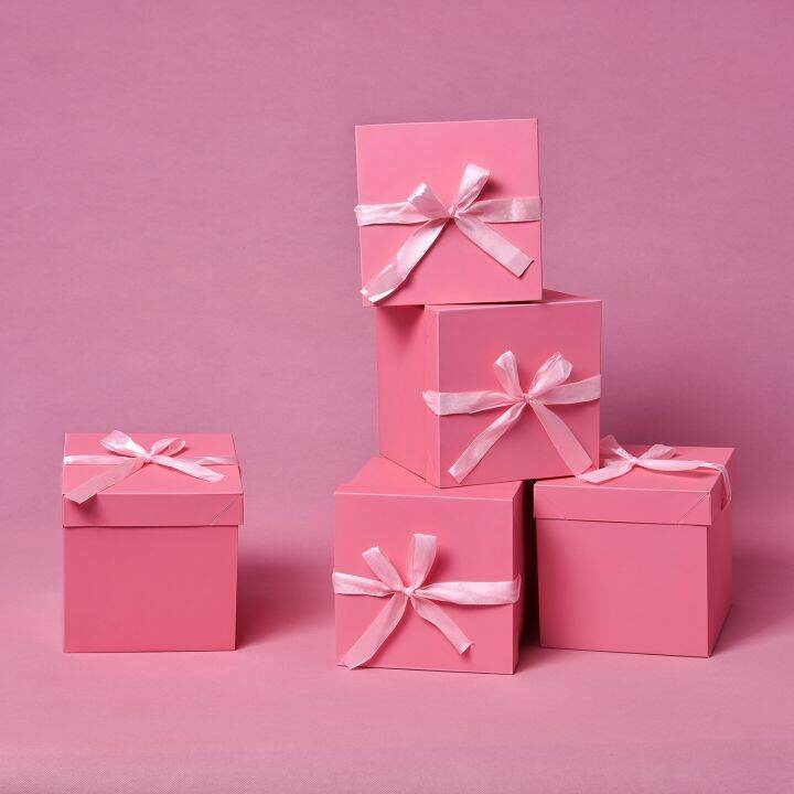 กล่องของขวัญ (กล่องเปล่า) มีฝาปิดกล่องของขวัญสำหรับนำเสนอกล่องดอกไม้ ...