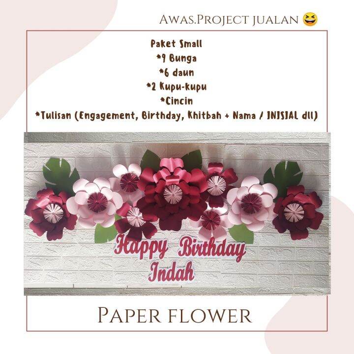 PAPER FLOWER BACKDROP , BUNGA KERTAS , BUNGA LAMARAN, KERTAS JASMINE ...