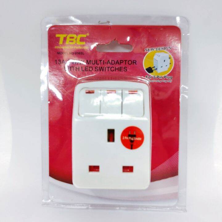 13A 3 Way Adaptor 3 Pin Plug With Switch & Led Neon | Lazada