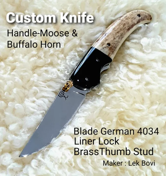 มีดพับ Custom Knife, Moose & Buffalo Horn Handle | Lazada.co.th