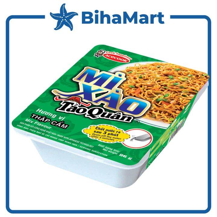 [KHAY LẺ] - ACECOOK - Mì xào TÁO QUÂN vị thập cẩm (85g/ khay) (Mì Táo Quân xanh) - Mì xào Táo ...