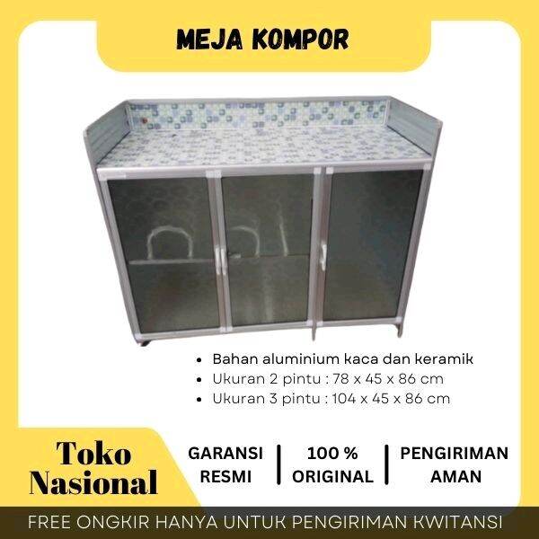 [Cianjur] Rak Kompor Aluminium Kaca Keramik Dapur 3 Pintu Meja Kompor ...