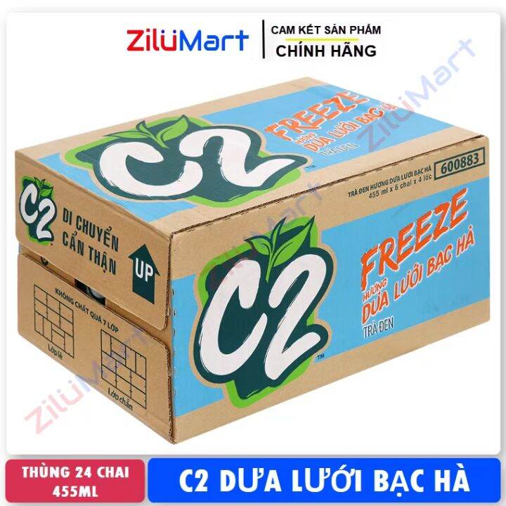 Trà đen dưa lưới bạc hà C2 Freeze (lốc 6 chai) loại 455ml | Lazada.vn