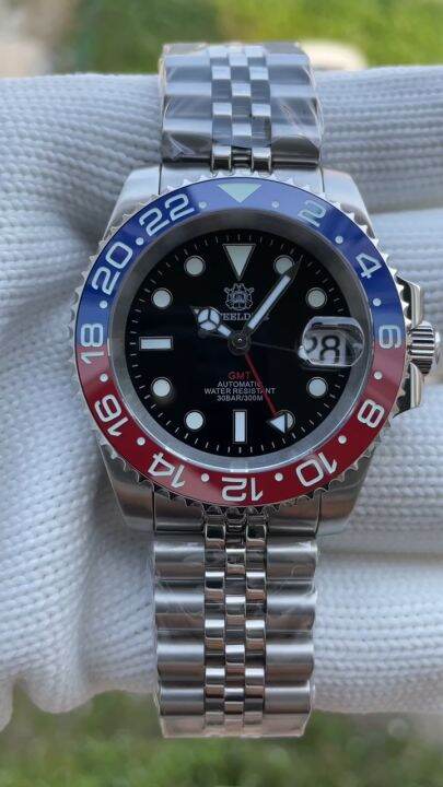 STEELDIVE SD1993 GMT Watch Ceramic Bezel 24-hour Display Four Pointers ...