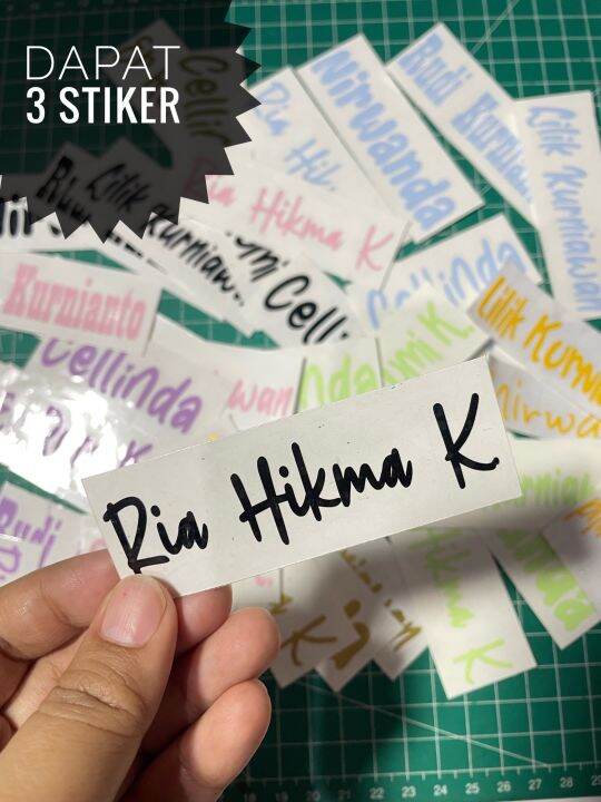 Cutting Stiker Nama Custom Tulisan Sticker Tempel Label Binder ...