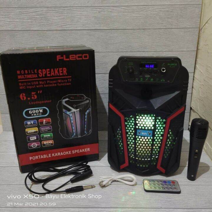 Speaker Bluetooth Fleco Microphone Karaoke Salon Aktif Wireless ...