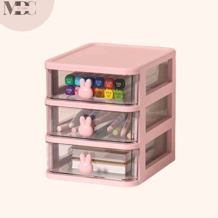 Rabbit Kawaii Desktop Organizer Drawer Pink/White Washi/Paper/Pencil ...