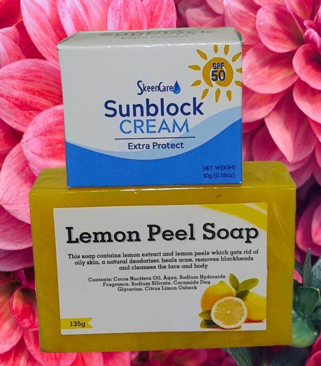 Lemon peel soap 135g + Sunblock cream SPF50 10g | Lazada PH
