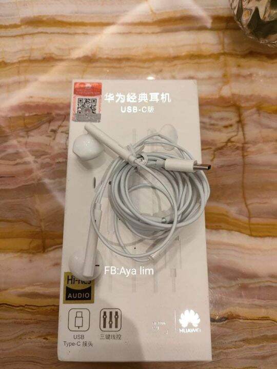 ,🍎Huawei Original Type C Half In-Ear Earphone Headset with Remote, Mic ...