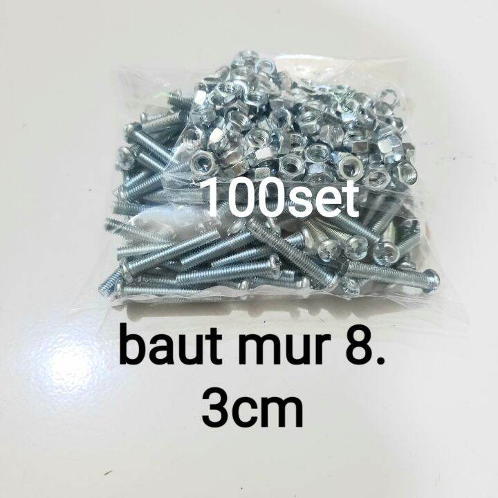 baut mur 8/m5x3cm obeng. 100set | Lazada Indonesia