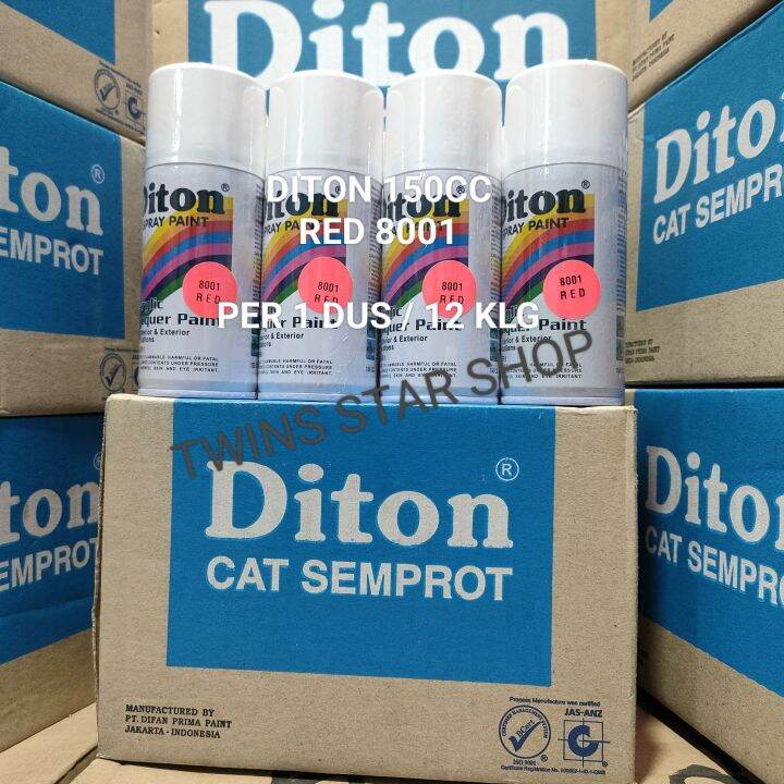 Pilok Cat Diton Red 8001 PerDus /12 klg Stabilo Merah 150cc Harga Per 1 ...