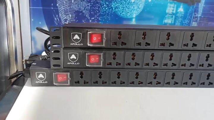 Apollo ปลั๊กติดตู้Rack PDU 8ช่อง รุ่น APDU-02 สำหรับตู้ Cabinet Rack 6U/9U สายยาว 1.5ม. เต้ารับ ...