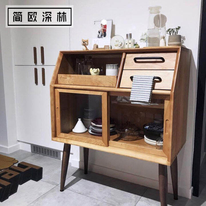 Nordic Solid Wood Sideboard Modern Small Side Cabinet Storage Cabinet ...
