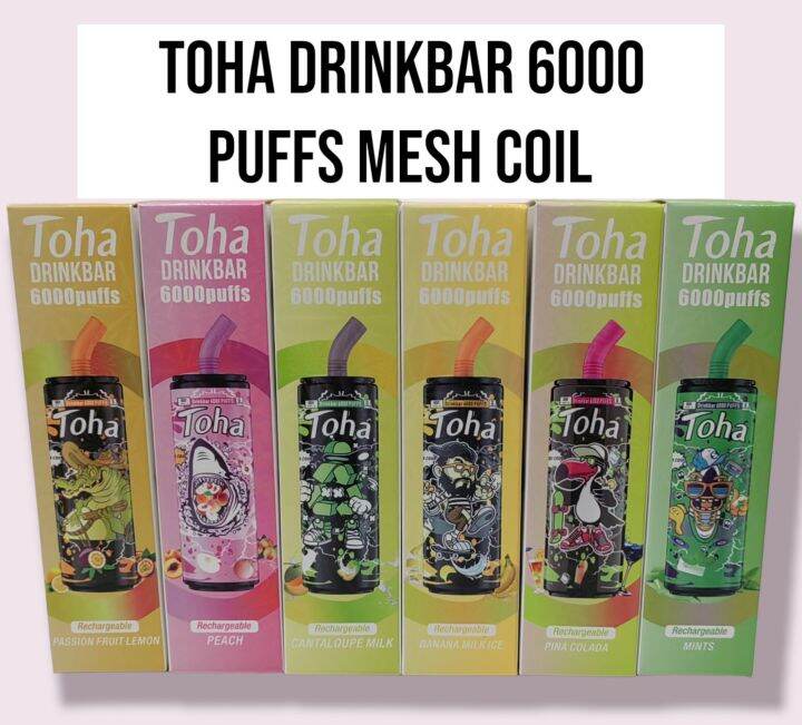 Toha Drinkbar 6000 Puffs Mesh Coil 100% Original Authentic w/ QR Code ...