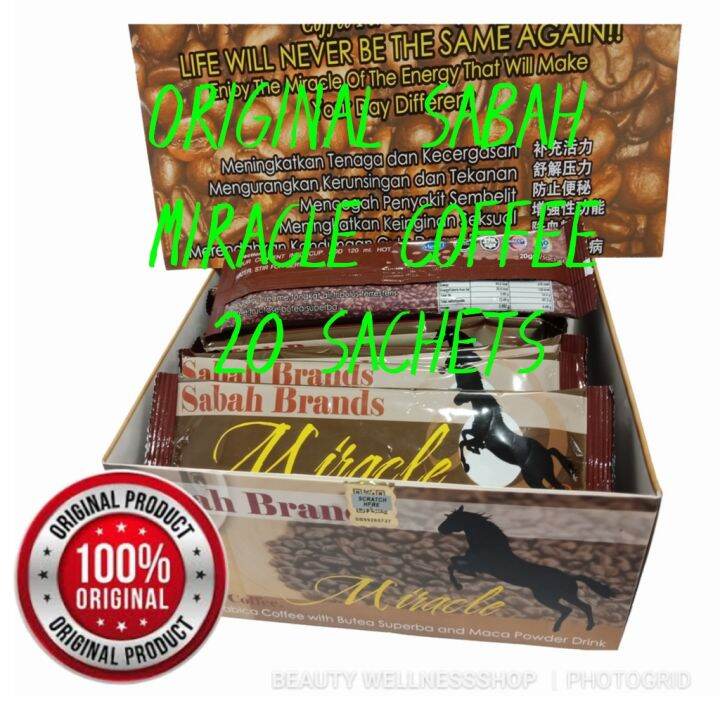 Legit Original Sabah Miracle Energy Coffee 20 Sachets per Box Authentic ...