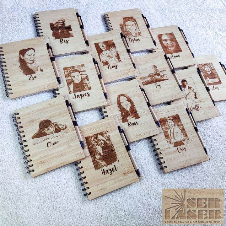 PERSONALIZED WOODEN NOTEBOOK WITH PEN | FREE LASER ENGRAVE | Lazada PH