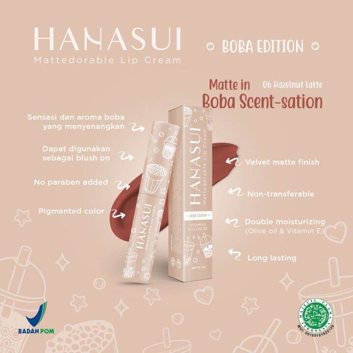 HANASUI Mattedorable Lip Cream BOBA Edition - 06 HAZELNUT LATTE ...