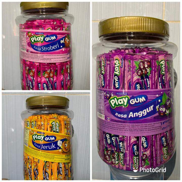 PERMEN KARET BUBBLE GUM PLAY GUM 1 TOPLES ISI 220pc | Lazada Indonesia