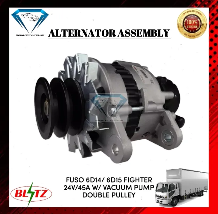 ALTERNATOR ASSEMBLY FUSO 6D14/ 6D15 FIGHTER 24V/45A DOUBLE PULLEY ...