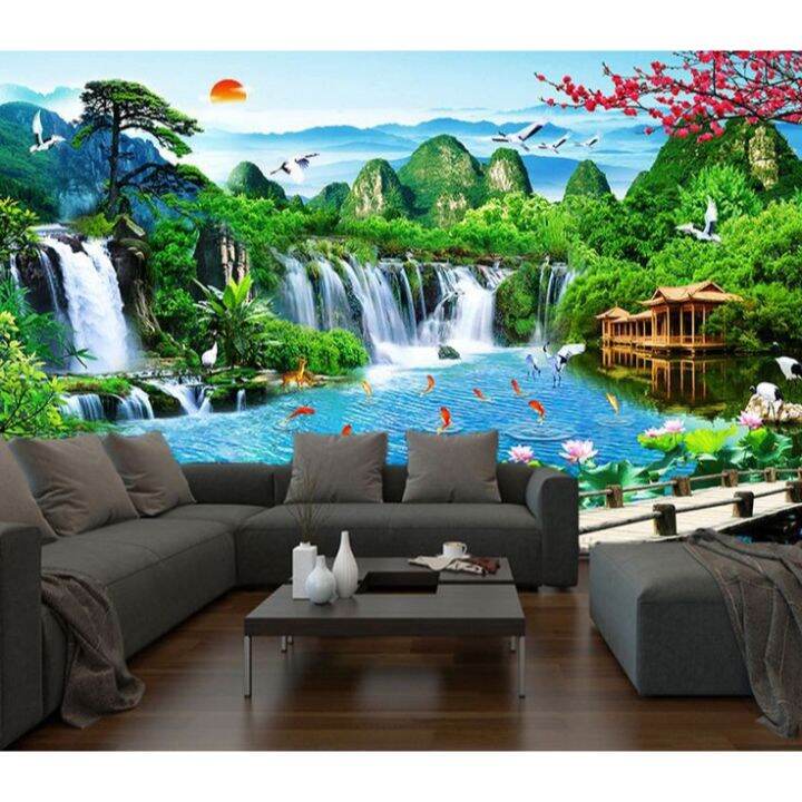 CETAK WALLPAPER AIR TERJUN HUTAN 3D , WALLPAPER PEMANDANGAN ALAM ASRI ...