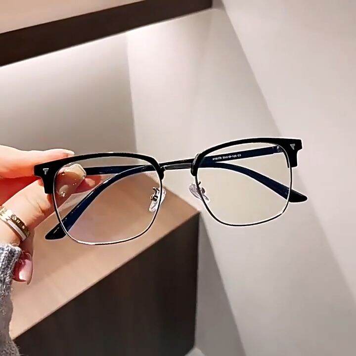 FNCXGE ป้องกันรังสี แว่นตาสายตาสั้น 0.0 ถึง -4.0 ผู้ชาย ผู้หญิง แฟชั่น สไตล์เกาหลี สไตล์วินเทจ ...