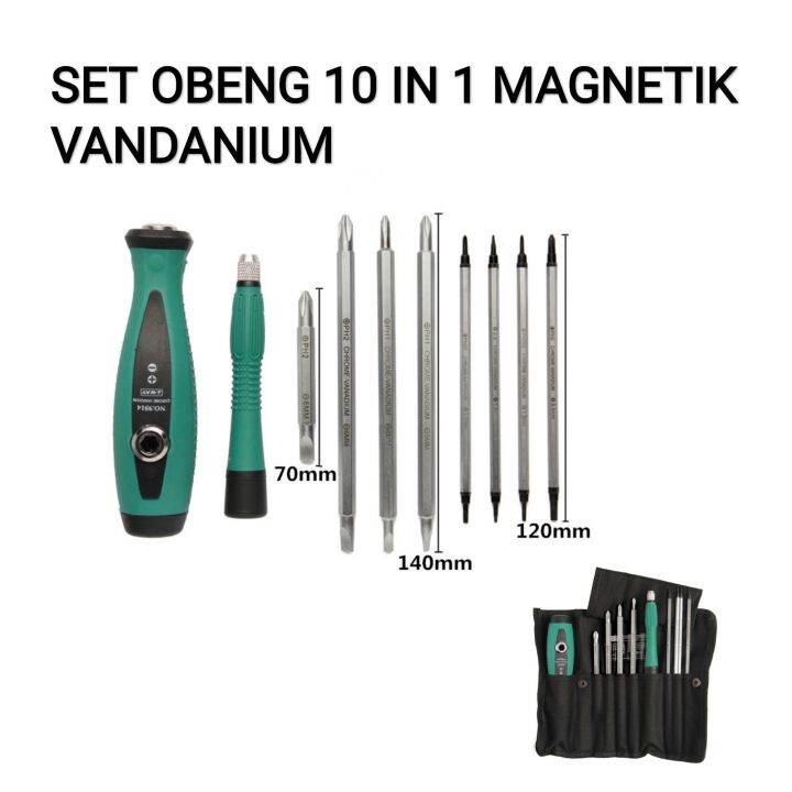 SET OBENG PLUS MINUS 10 IN 1 CHROME VANDANIUM MULTIFUNGSI HIGH MAGNETIC ...